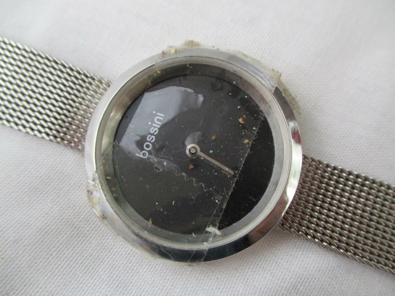 Bossini Watch Silver Toned Stainless Steel Black Round Face WORKING! | eBay