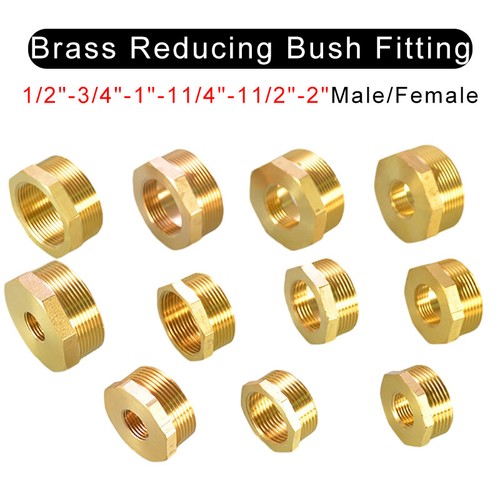 Brass BSP Reducing Octagon Bush Male / Female Adaptor Fittings 1/2"-3/4 ...