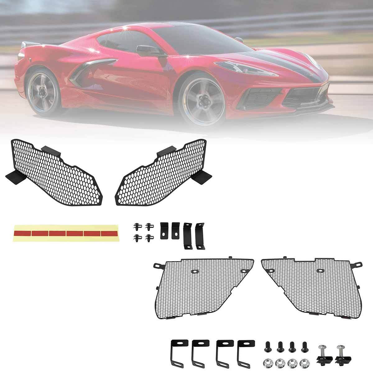 For Corvette C8 Z51 20-25 Radiator Grill Guards & Side Intake Mesh ...