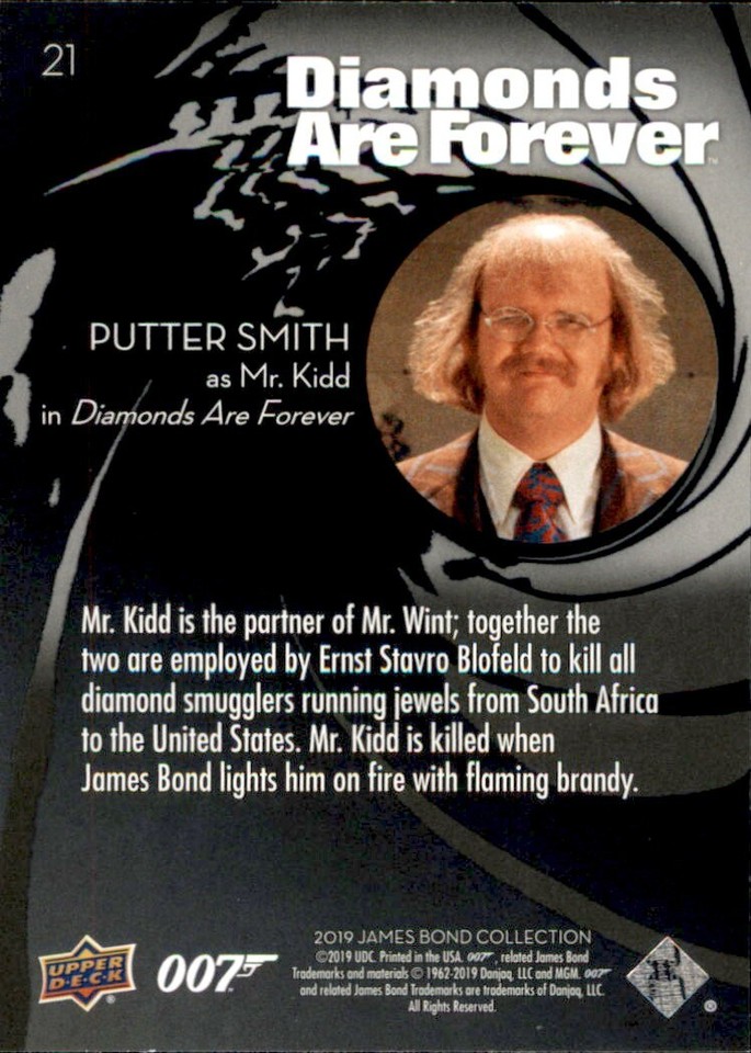 Putter Smith as Mr. Kidd-2019 Upper Deck James Bond Collection #21 | eBay