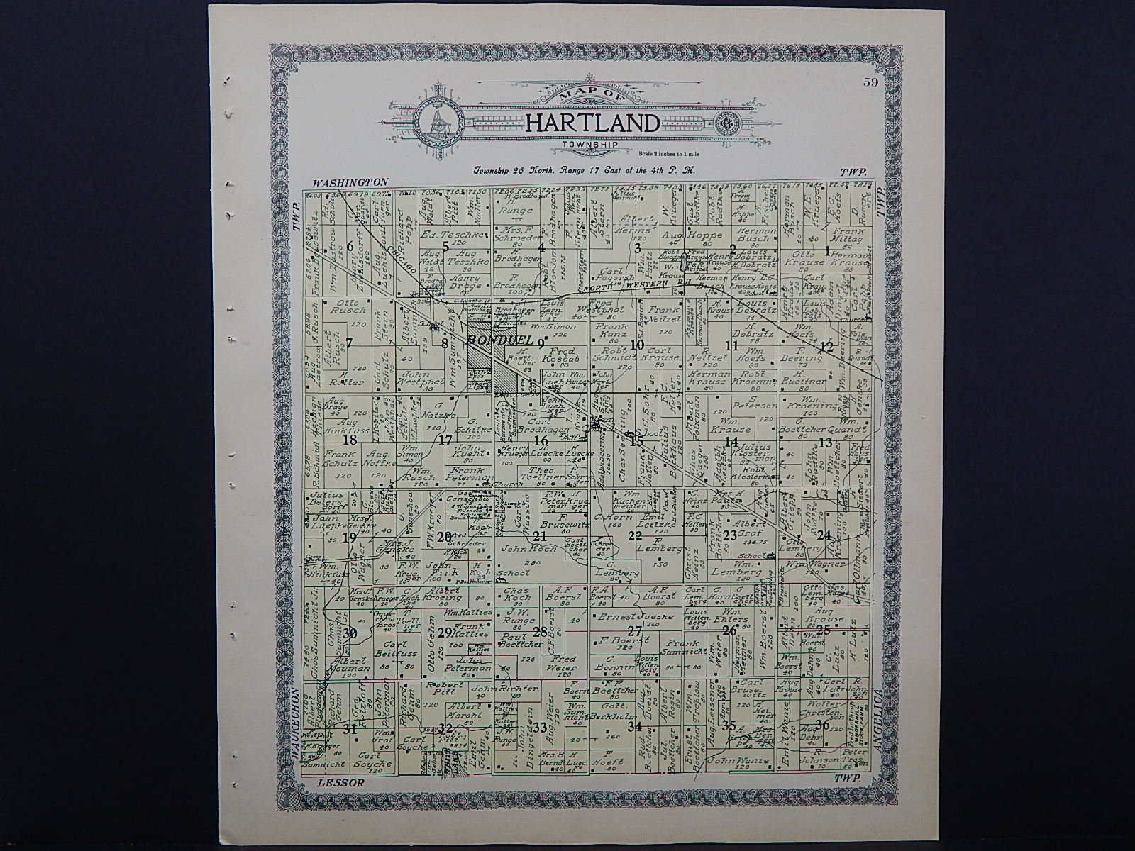 Wisconsin Shawano County c. 1911 Plat Map Hartland Township K19#76 | eBay