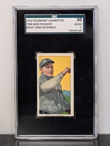 1910 Piedmont T206 Bob Rhoades Right Arm SGC 30 Good 2 | eBay
