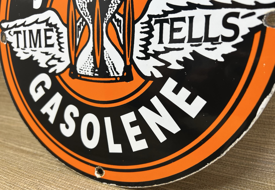 VINTAGE JOHNSON GASOLINE PORCELAIN SIGN DEALERSHIP GAS STATION SERVICE ...