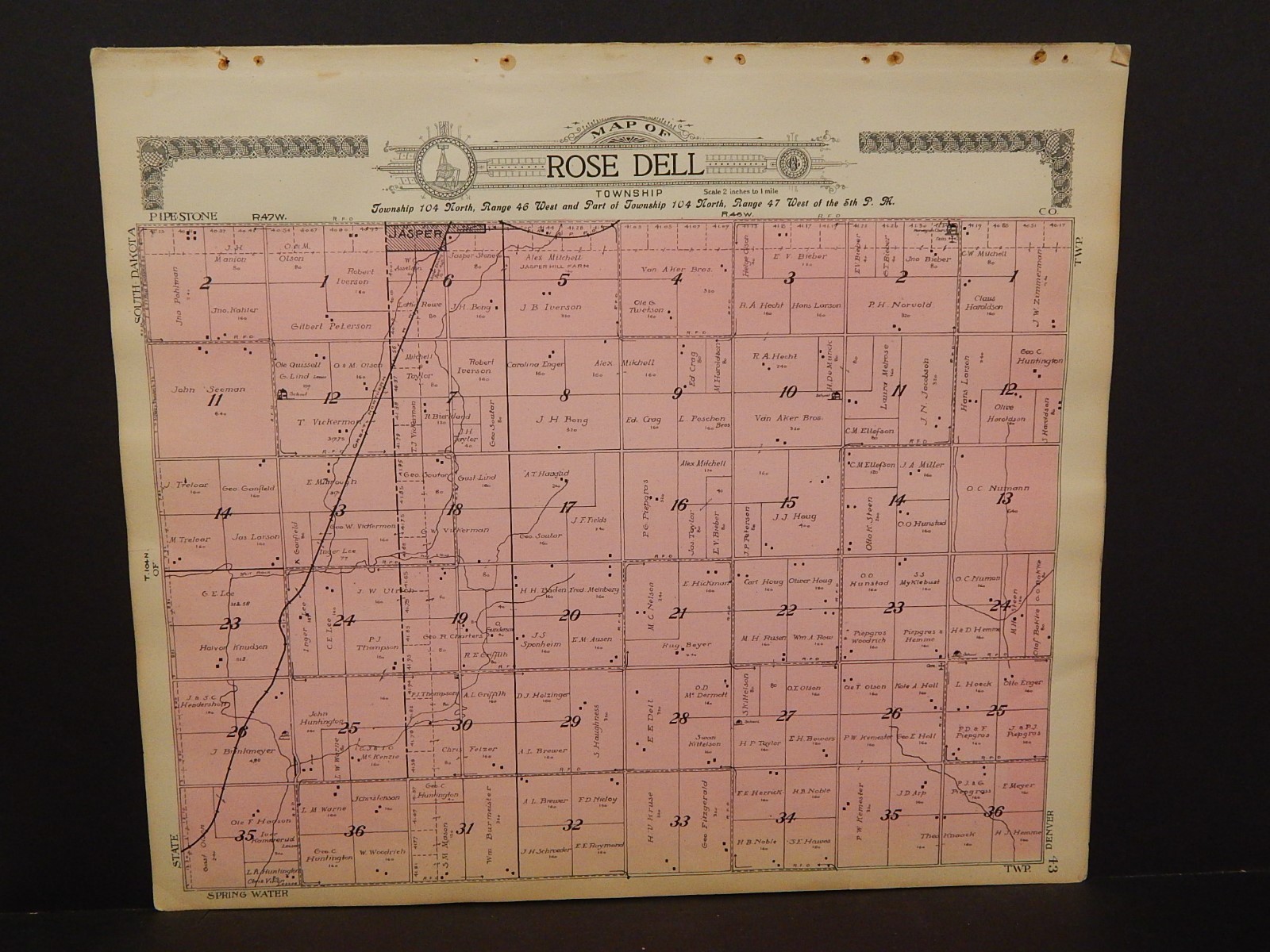 Minnesota Rock County Map Rose Dell Township 1914 Y13#46 | eBay