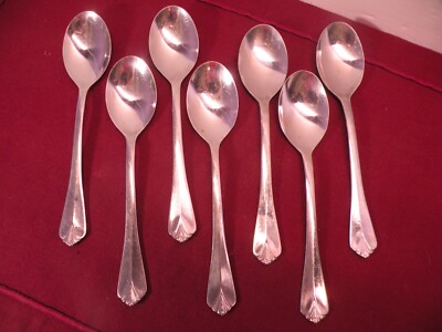 Set Of 7 Farberware BAYPORT Stainless Steel TEASPOONS Plume Tip 6 1/4 ...