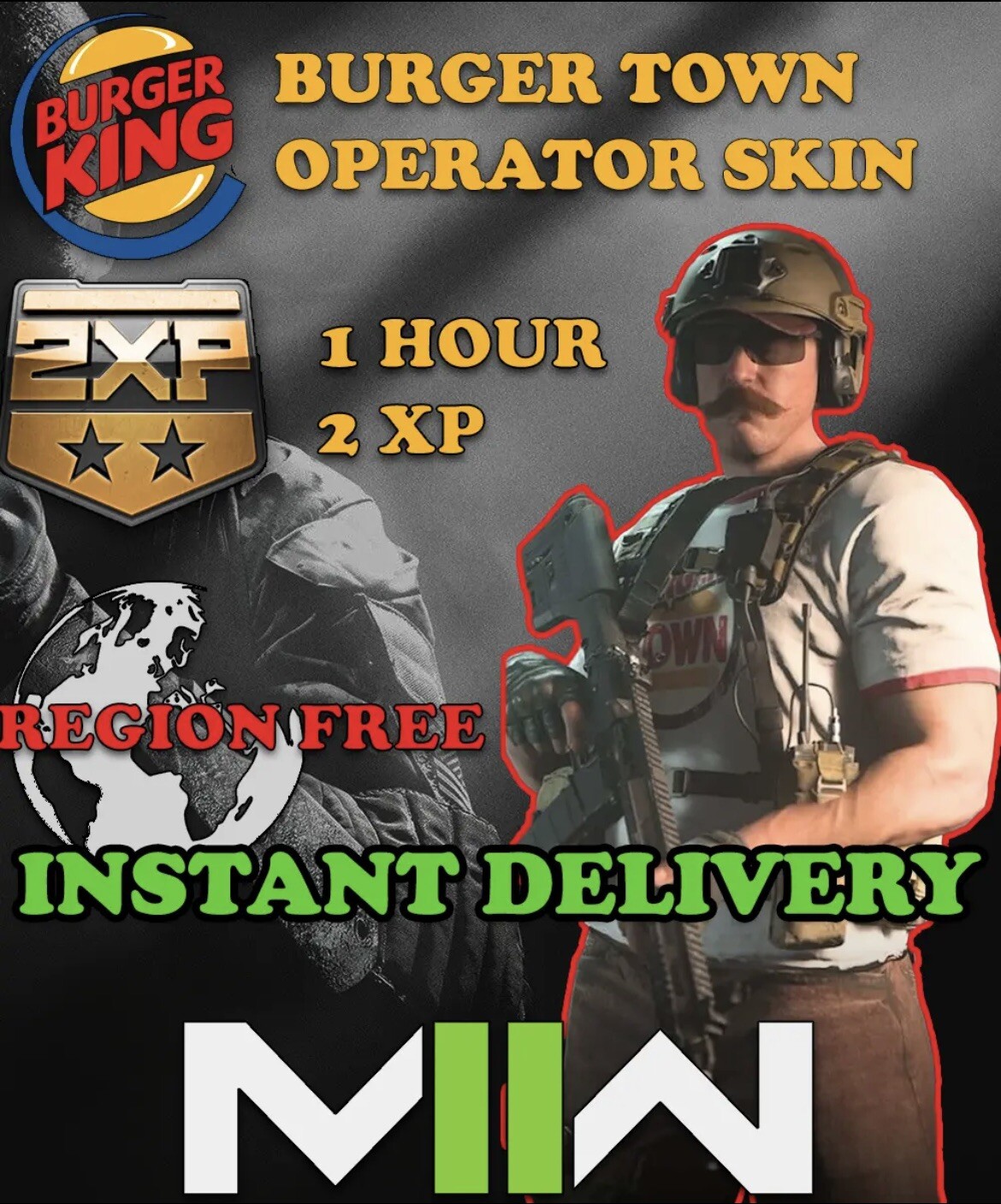 Buy COD Modern Warfare 2 MW2 Burger King Code 1 Hour 2XP + Skin ...