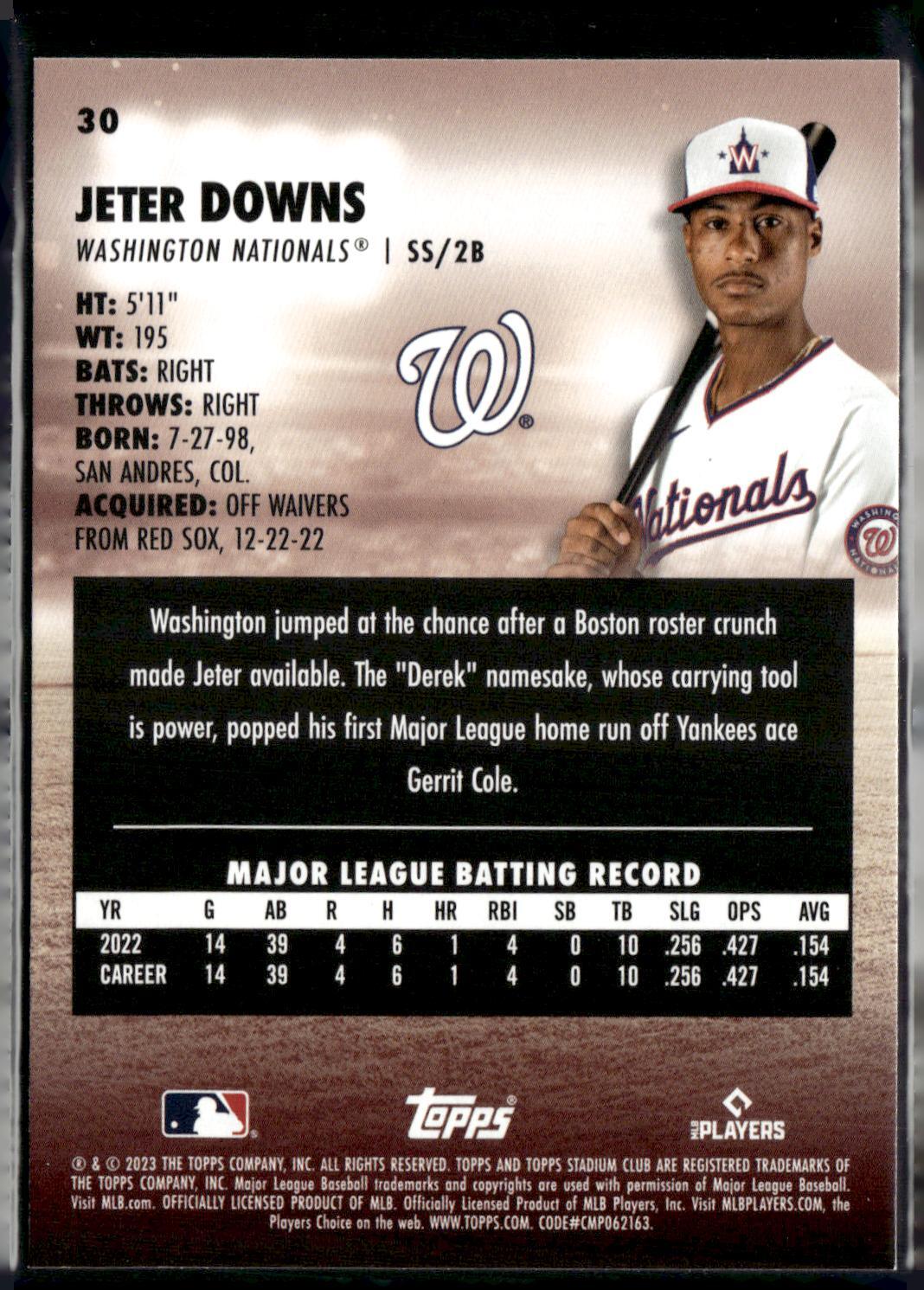2023 Stadium Club #30 Jeter Downs | eBay