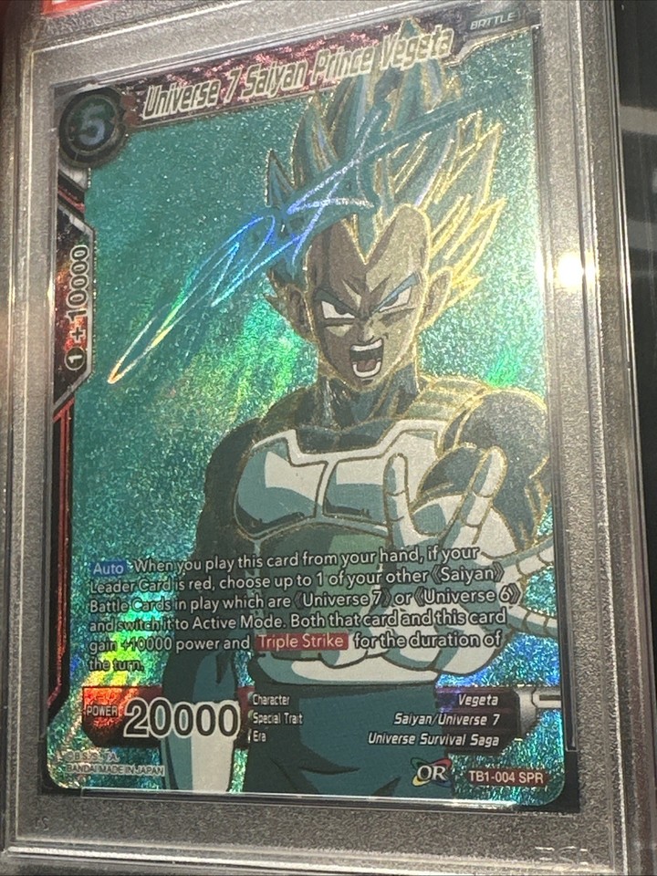 PSA 9 Universe 7 Saiyan Prince Vegeta TB1-004 Signature SPR Dragon Ball ...