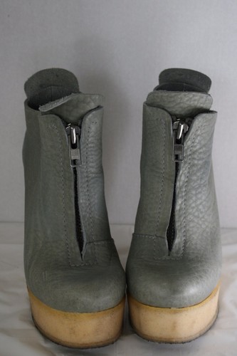PEDRO GARCIA SHOES FEDORA FRONT ZIP PLATFORM WEDGE BOOTIES GRAY BOOT 39 ...