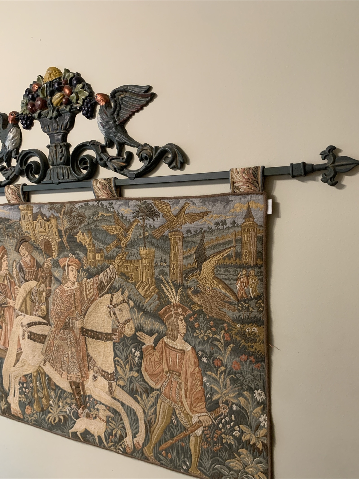 Tapestry Wall Hanging Renaissance vtg ANTIQUE Belgium 47 x 24 A ...