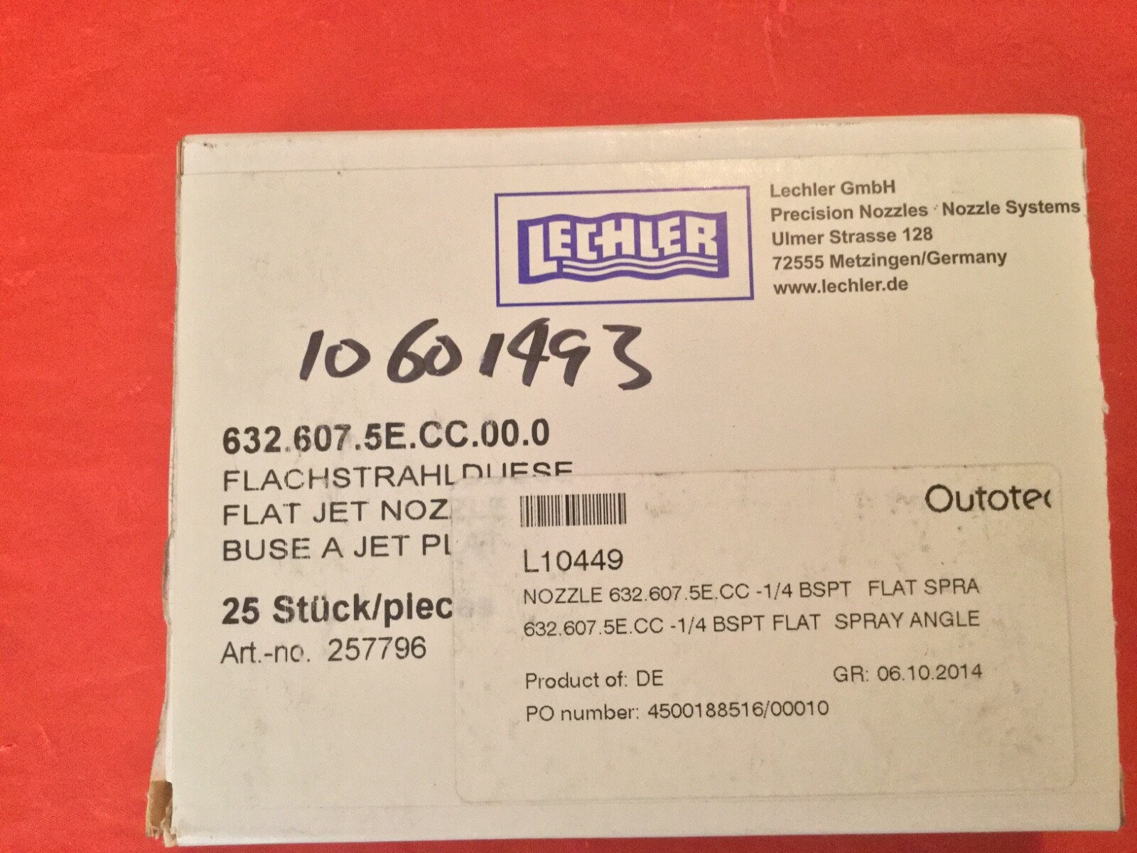 LECHLER 632.607.5E.CC-1/4" BSPT Flat Spray Jet Nozzles (Pack of 25) | eBay