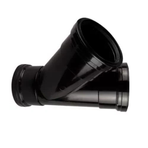 Triple Socket Push Fit Soil Pipe 110mm 45 Degree Tee Branch Black High ...