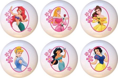 Set of 6 Disney Princess Frame CERAMIC Drawer Pulls Dresser Drawer ...