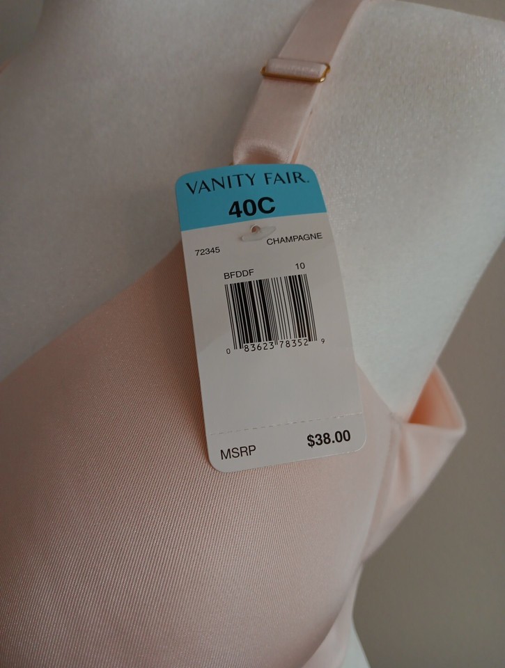 Vanity Fair Beauty Back Full Coverage Wirefree Smoothing Bra 40c 72345 ...