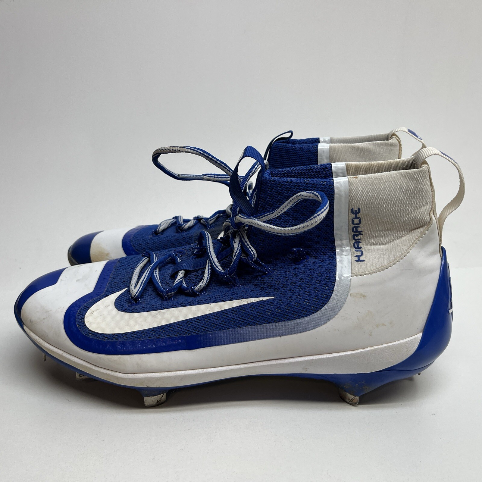 NIKE Air Hurricane Pro GradeMid Blue Metal Spikes Baseball Cleats Mens ...