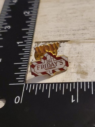 TGI Fridays Pin WOW Red/White Stripes Restaurant Advertising Employee ...
