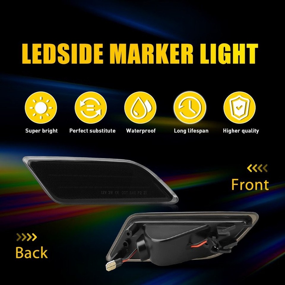 LED Side Marker Light White/Amber For Mercedes Benz C250 C300 C350 C63 ...
