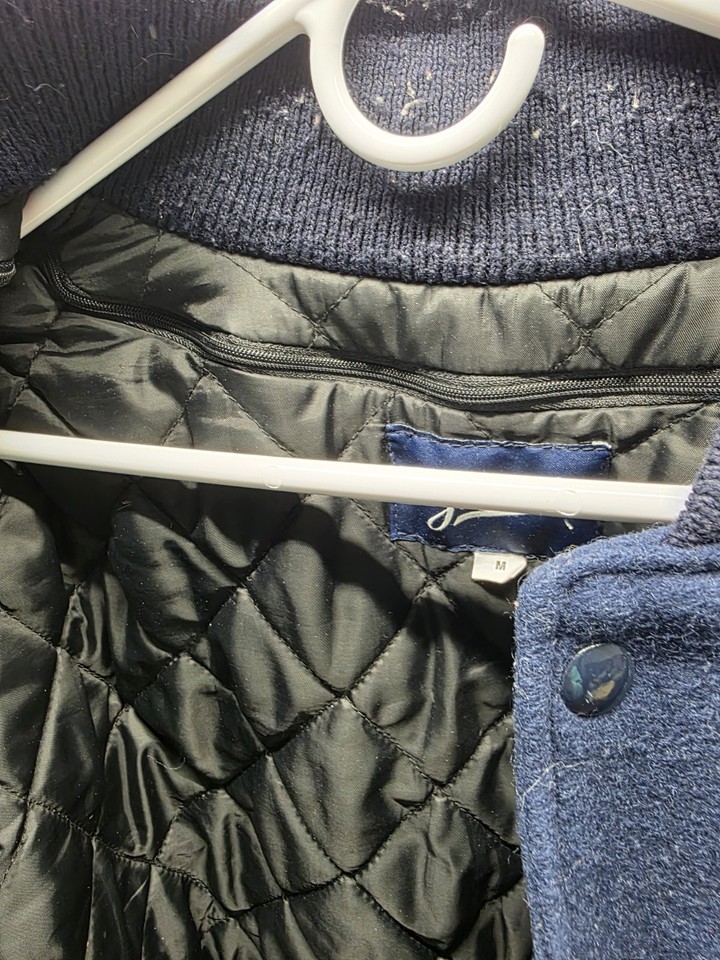 Jostens Men's Navy Blue Wool Varsity Jacket Letterman Size Medium M | eBay