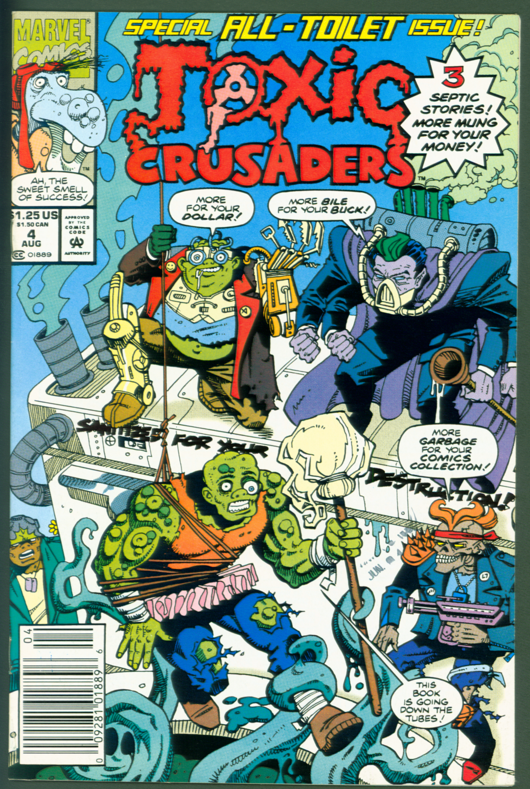 1992 Marvel Comics Toxic Crusaders #4 VF Toxic Avenger Cartoon ...