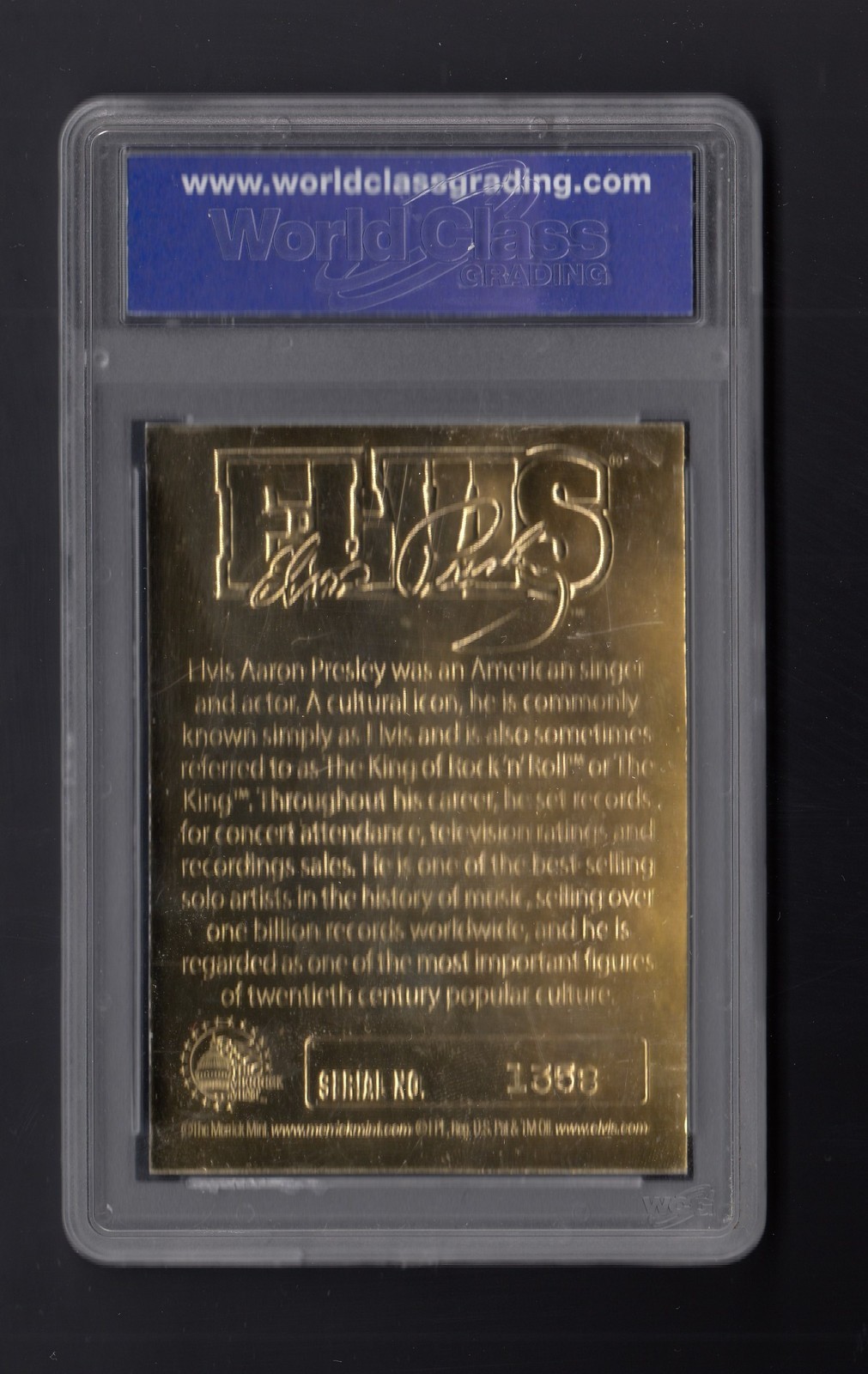 Elvis presley 2010 Merrick Mint Sculpted Gold Card "The King" WCG ...