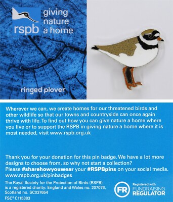 RSPB Pin Badge ringed plover GNaH Blue P02939 | eBay UK