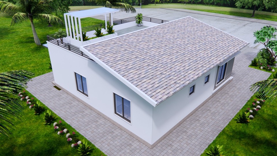 33x33 Feet Small House Plan 10x10 Meter 3 Bed 2 Bath Terrace PDF & A4 ...