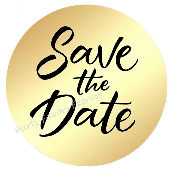 GOLD FOIL SAVE THE DATE ENVELOPE SEALS LABELS STICKERS PARTY FAVORS | eBay
