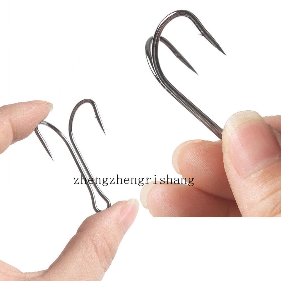 50pc Stainless Steel Double Strong Fishing Hook Saltwater Frog Toad ...