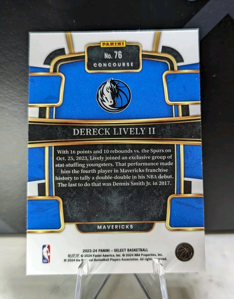 Derick Lively II 2023-24 Select (5) Concourse Hobby Base RC No. 76 (x5 ...