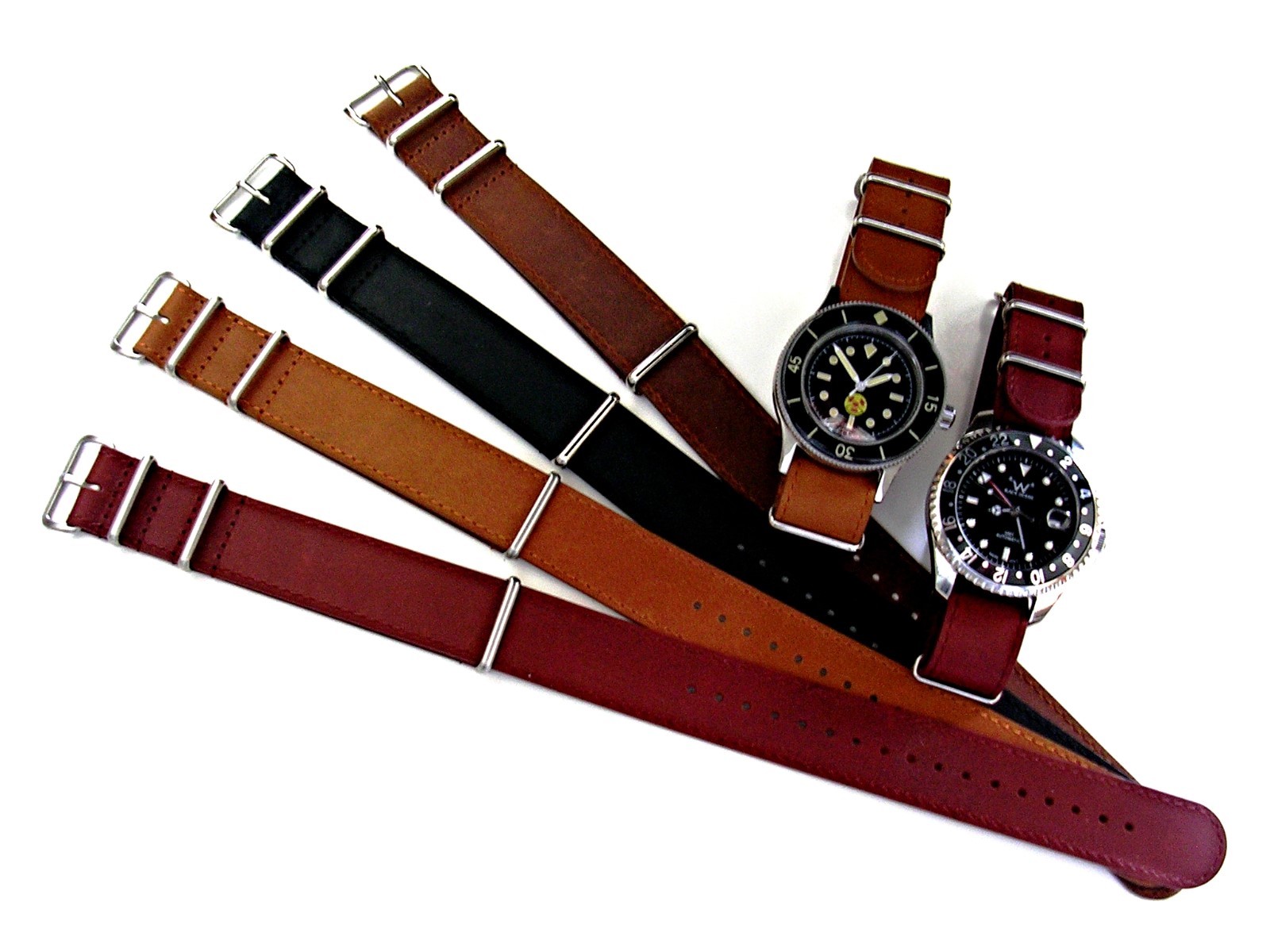 NATO G10® Distressed Grain Leather Black Brown Tan watchband RAF strap ...
