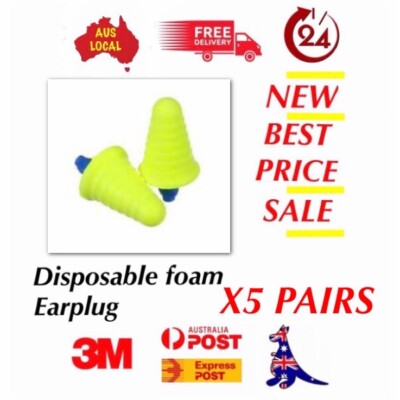 5 X 3M -EAR Push-Ins Earplugs 318-1008 with Grip Rings Uncorded Poly ...