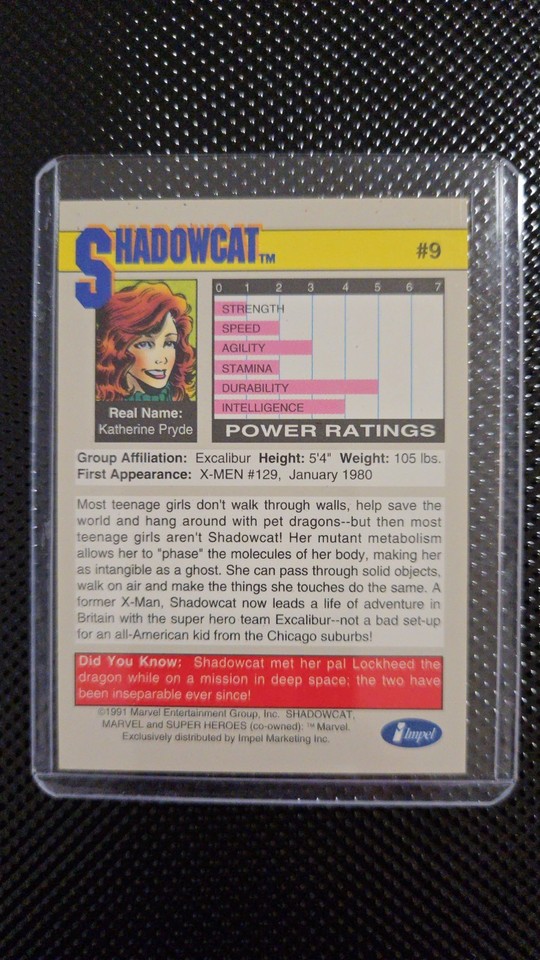 1991 Marvel Universe Series II Shadowcat #9 Impel Super Heroes Trading ...