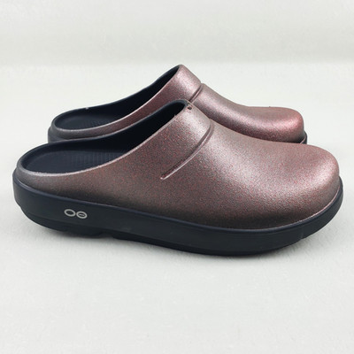 Oofos Oocloog Slip On Clog Womens 10 Red Sparkle Recovery Foam Comfort ...