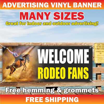 Welcome Rodeo Fans Advertising Banner Vinyl Mesh Sign Cowboys Show ...