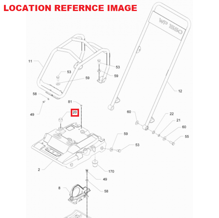 WP1550 Rubber Bumper - Handle Rest Mount OEM Wacker compactor part ...