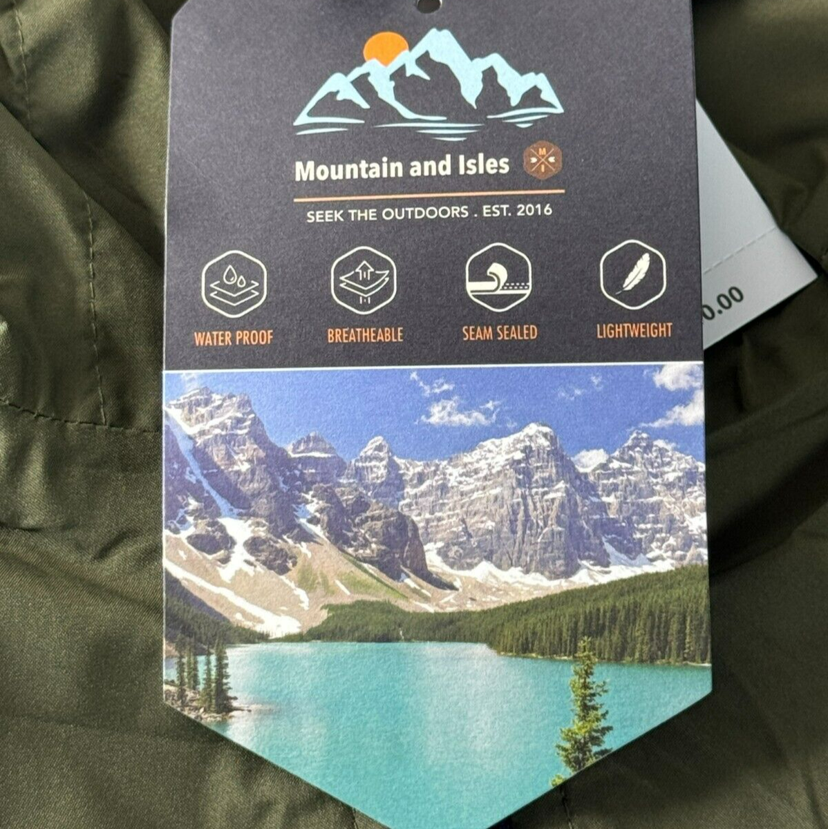 BRAND NEW* Mountain & Isles Mens Rain Jacket Green XXL Lightweight