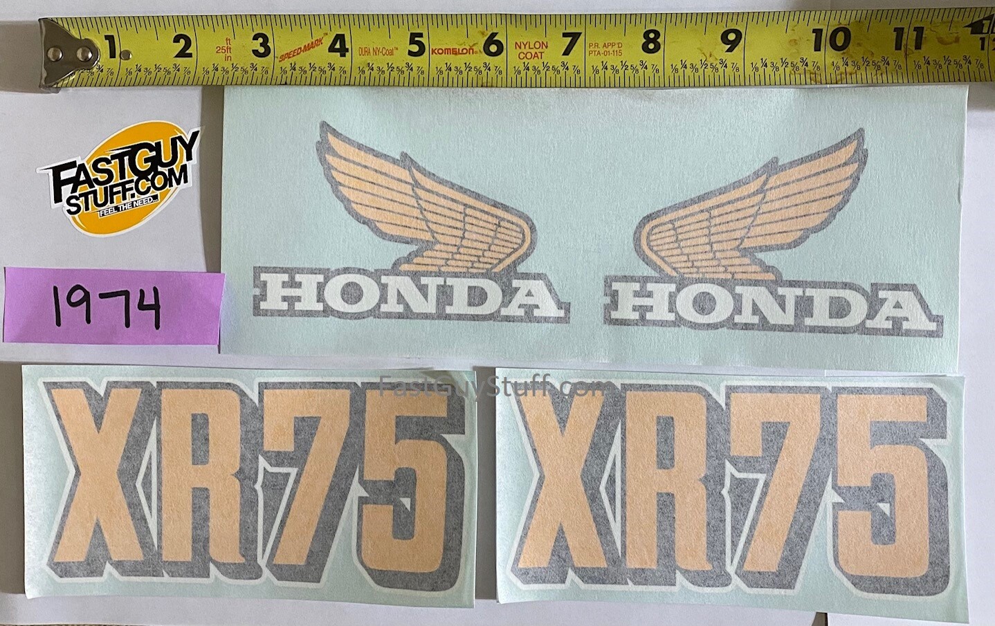LICENSED HONDA VINTAGE 1974 XR75 tank wing & side panel decal sticker ...