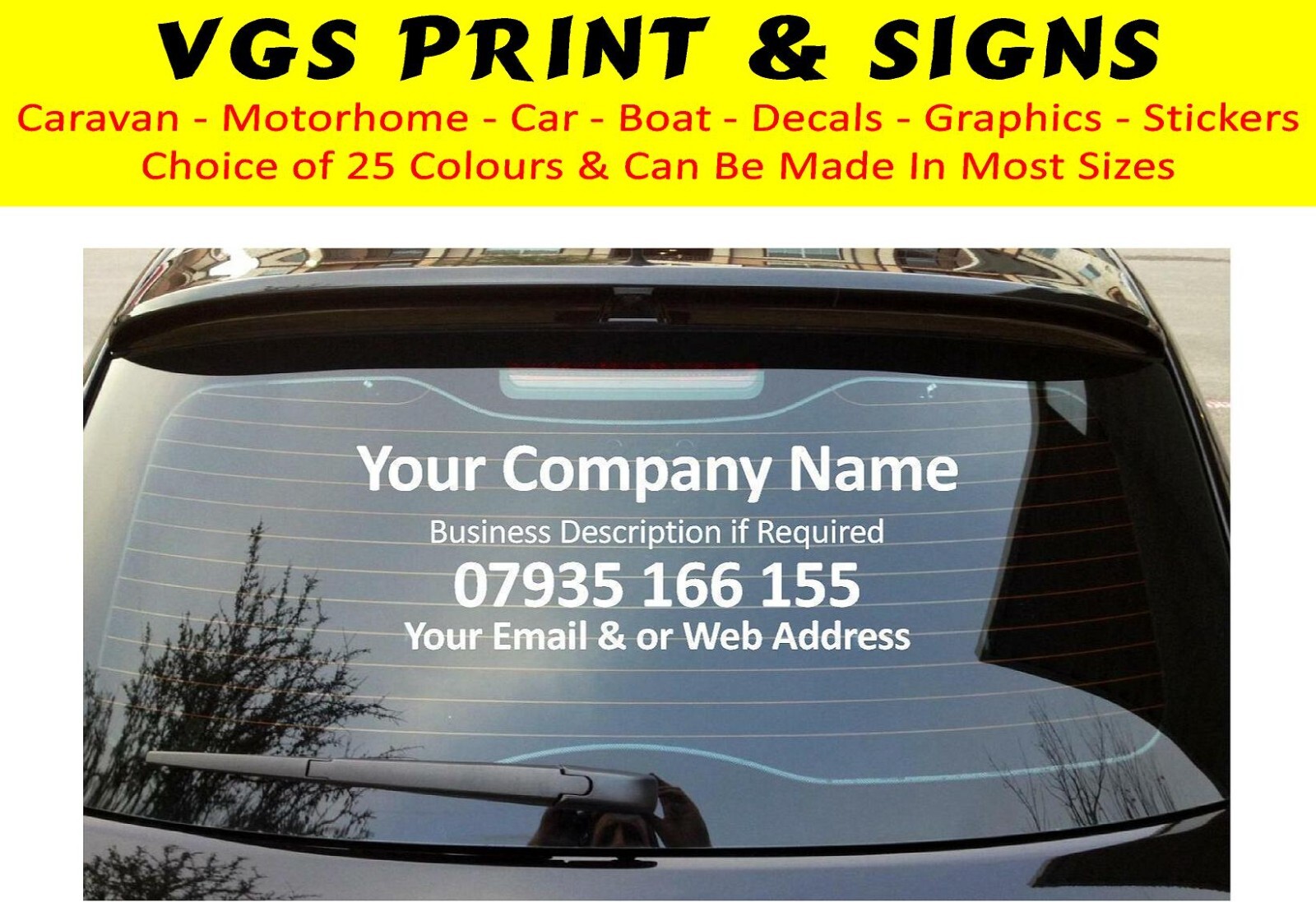 REAR WINDOW BUSINESS STICKERS DECALS CAR VAN BEST ADVERTISING BE SEEN ...