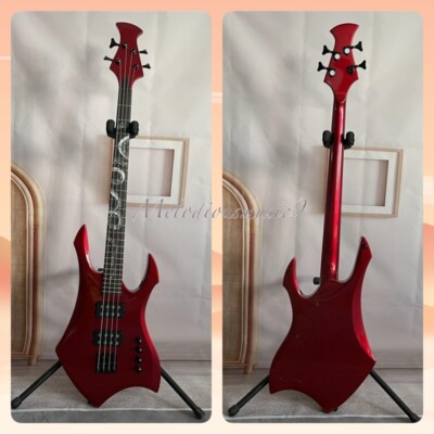 Custom Metallic Red 4 String Rare Bass Guitar Fingerboard Snake Inlay ...