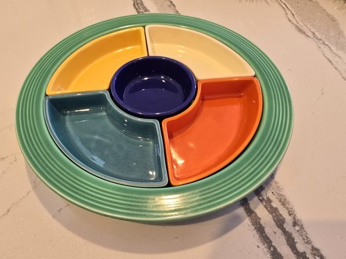 Vintage Fiesta (Fiestaware) Relish Tray/ Orignal Colors! GREEN BASE! | eBay