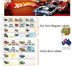 Hot Wheels Vinyl Personalised Name Label Sticker school book boy tag ...