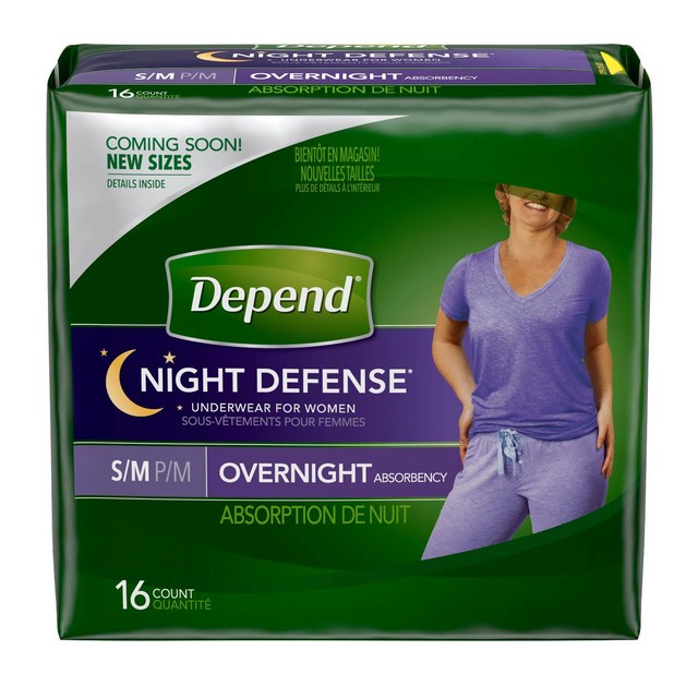 Depend Night Defense Incontinence Overnight Underwear for Women S/M 16 ...