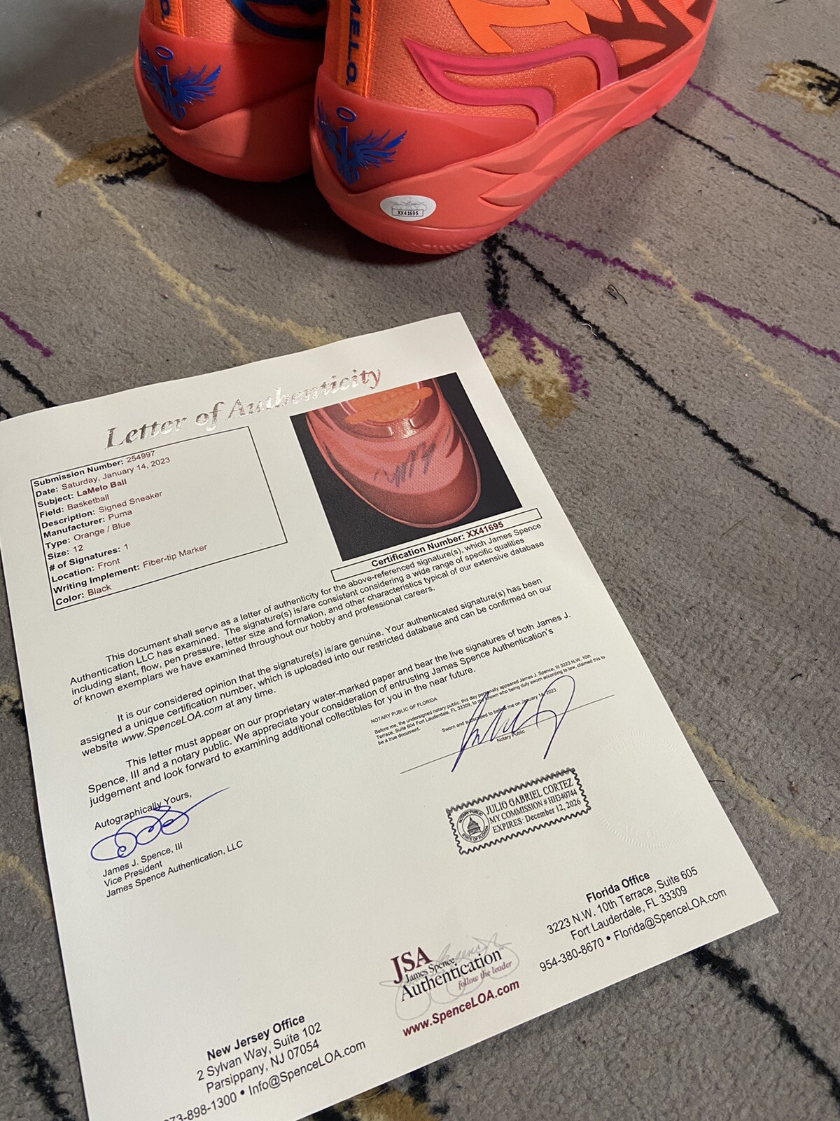 LaMelo Ball Signed Autograph Auto Puma Melo MB2 Shoes Hornets NBA JSA ...