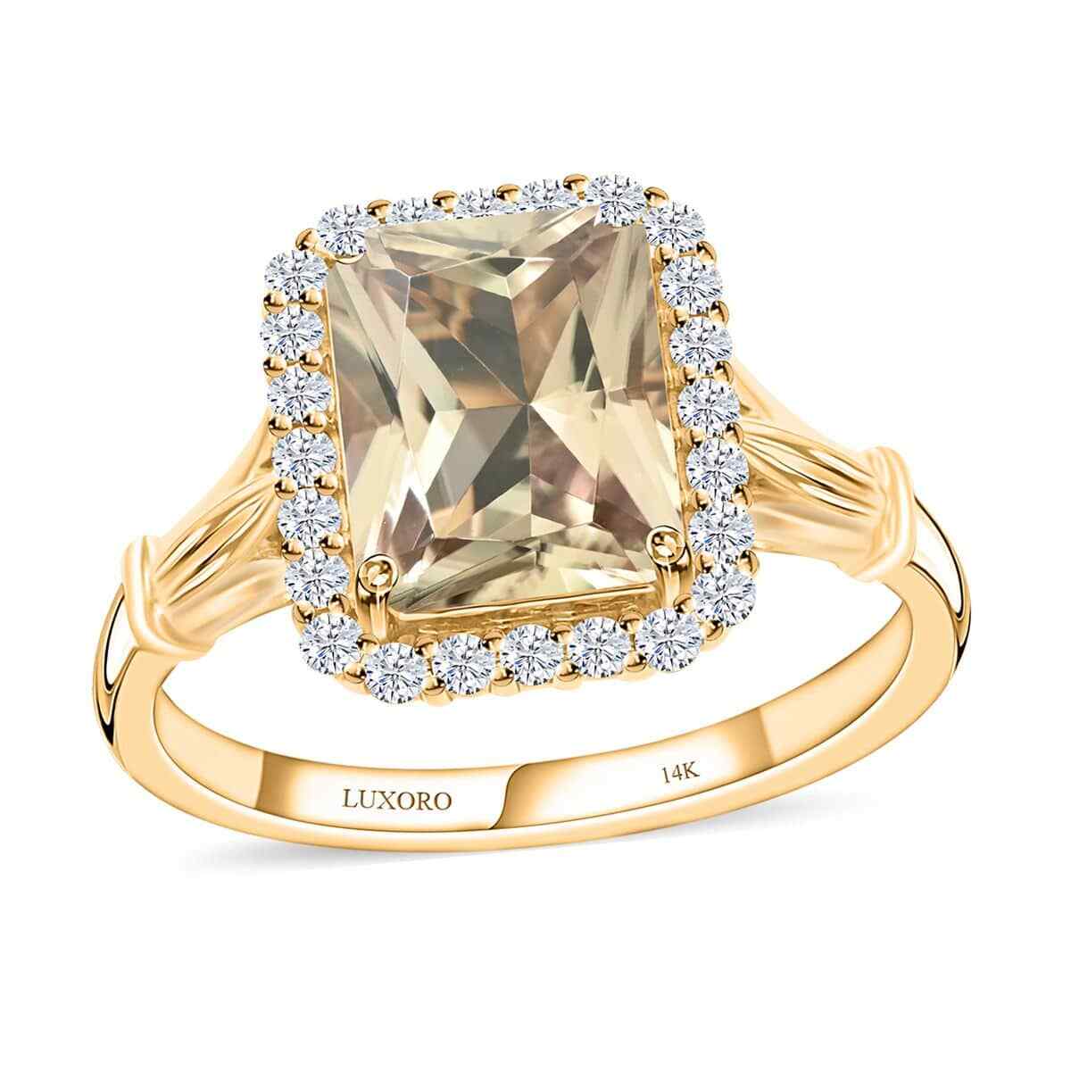LUXORO 14K Yellow Gold Natural AAA Turkizite Diamond Ring Size 8 Ct 2.9 ...