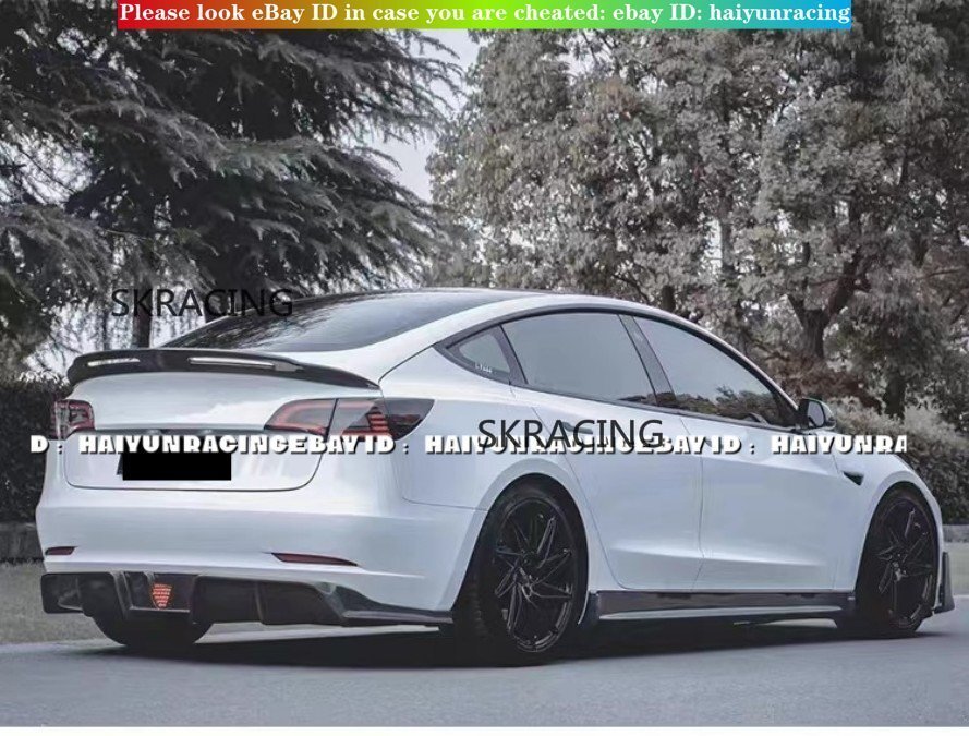 Fits Tesla Model 3 2017-2022 Real Carbon Fiber Rear Trunk Spoiler Wing ...