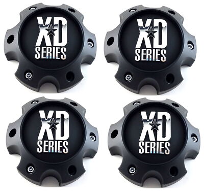 4 XD Series Black Wheel Center Caps for 6L XD808 Menace XD809 Riot ...