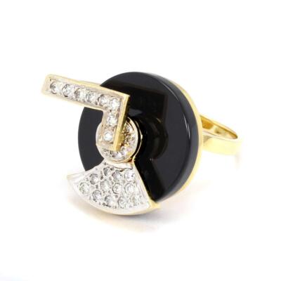 18kTwo Tone Gold Diamond & Onyx Fancy Spinner Ring Size - 7 | eBay