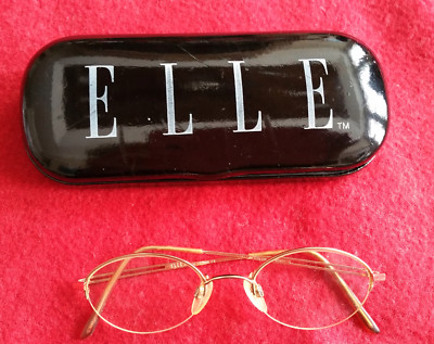 VINTAGE ELLE Half Rimless EYEGLASS FRAMES w/case 48-18-140 Gold color ...