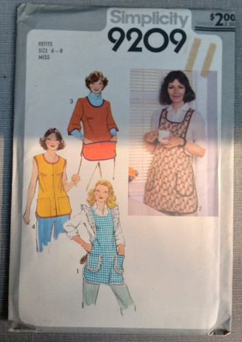 VTG 1979 SIMPLICITY SEWING PATTERN 9209 SET ONE-PIECE BIB APRONS SZ 6-8 ...
