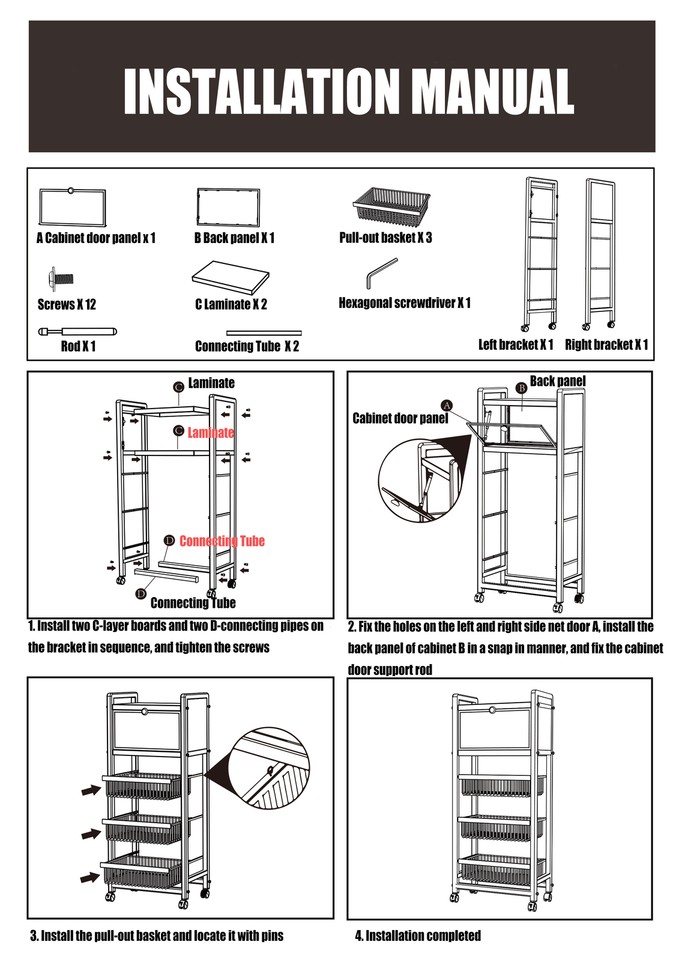5-Tier Microwave Rack Bread Storage Kitchen Organizer Shelf W ...